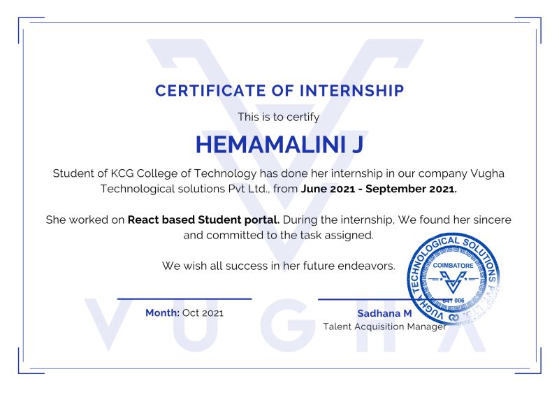 HemaMalini J on LinkedIn: #vugha #internship #learning #exploring HemaMalini J on LinkedIn: #vugha #internship #learning #exploring