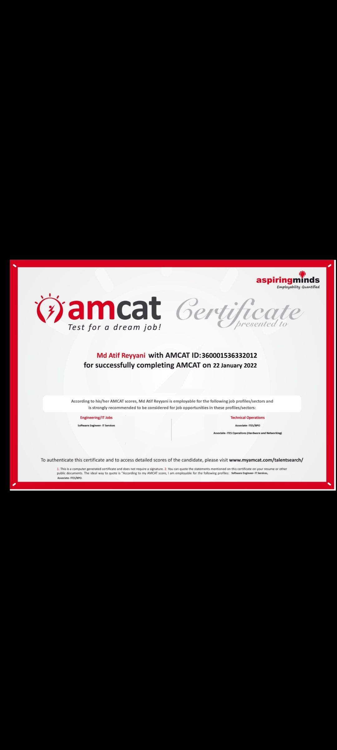 MD ATIF REYYANI on LinkedIn: #amcat #certificate MD ATIF REYYANI on LinkedIn: #amcat #certificate