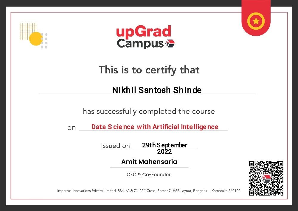 Nikhil Shinde on LinkedIn: #dsai #upgrad #ai Nikhil Shinde on LinkedIn: #dsai #upgrad #ai