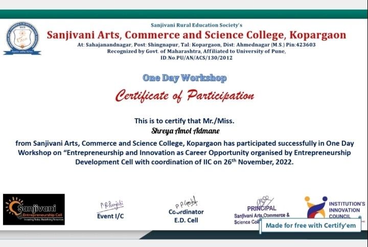 Shreya Admane on LinkedIn: Hello Connections I have completed a One day ... Shreya Admane on LinkedIn: Hello Connections I have completed a One day ...