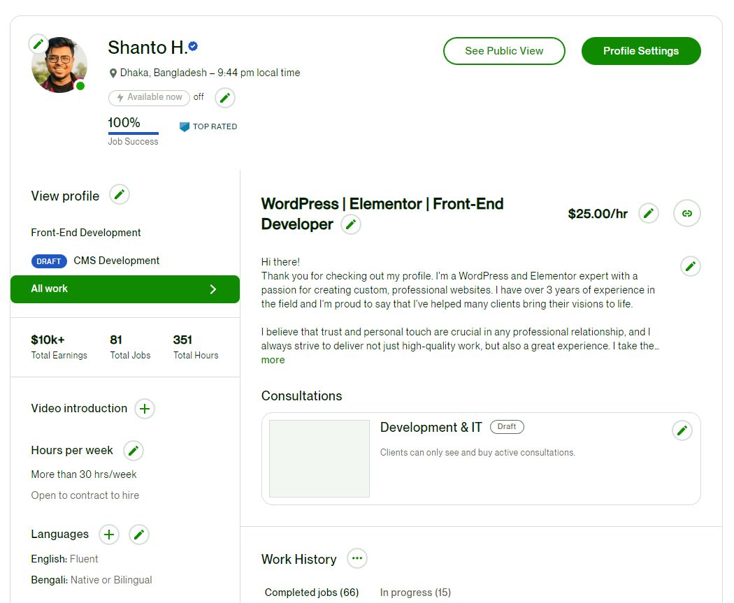 Alhamdulillah, Reached the 10K milestone on Upwork. Long way to go ... Alhamdulillah, Reached the 10K milestone on Upwork. Long way to go ...