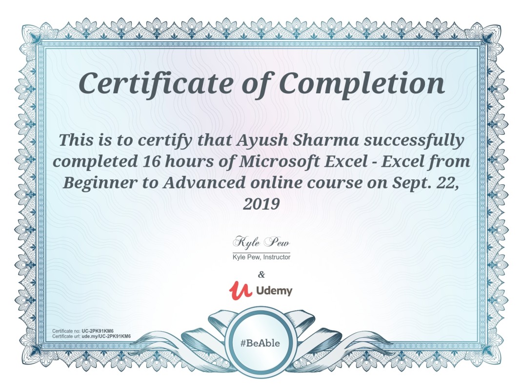 Ayush Sharma on LinkedIn: Udemy Course Completion Certificate Ayush Sharma on LinkedIn: Udemy Course Completion Certificate