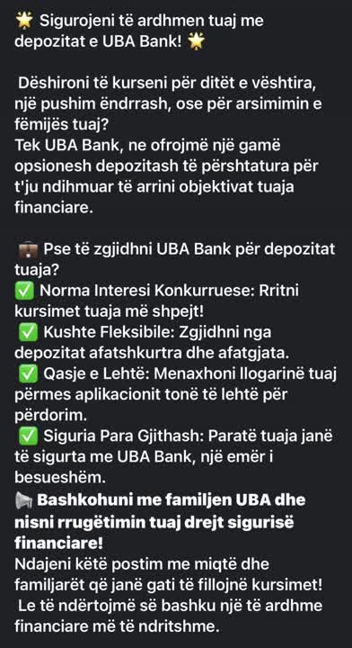ARBEN ÇELOALIAJ on LinkedIn: UBA BANK VLORË!!! ARBEN ÇELOALIAJ on LinkedIn: UBA BANK VLORË!!!
