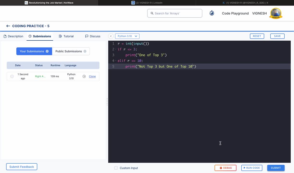 VIGNESH R on LinkedIn: 228. PYTHON - NESTED CONDITIONS - CODING ... VIGNESH R on LinkedIn: 228. PYTHON - NESTED CONDITIONS - CODING ...