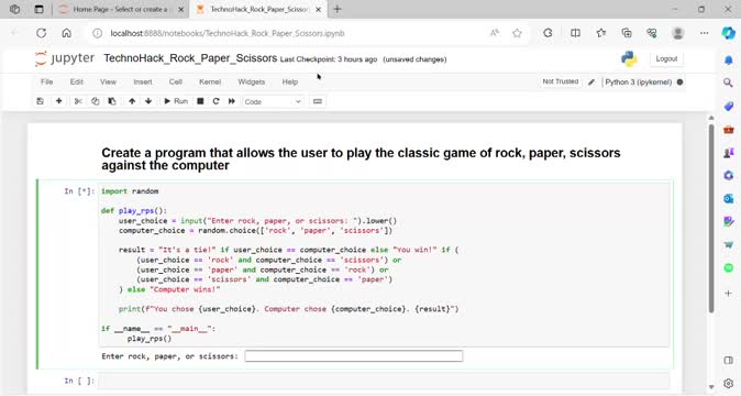 RPS task 2: Rock, Paper, Scissors Game at TechnoHacks | Sousan Nanji ... RPS task 2: Rock, Paper, Scissors Game at TechnoHacks | Sousan Nanji ...