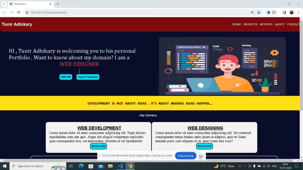 Tunir Adhikary on LinkedIn: Project 10 : Personal Portfolio using HTML ... Tunir Adhikary on LinkedIn: Project 10 : Personal Portfolio using HTML ...