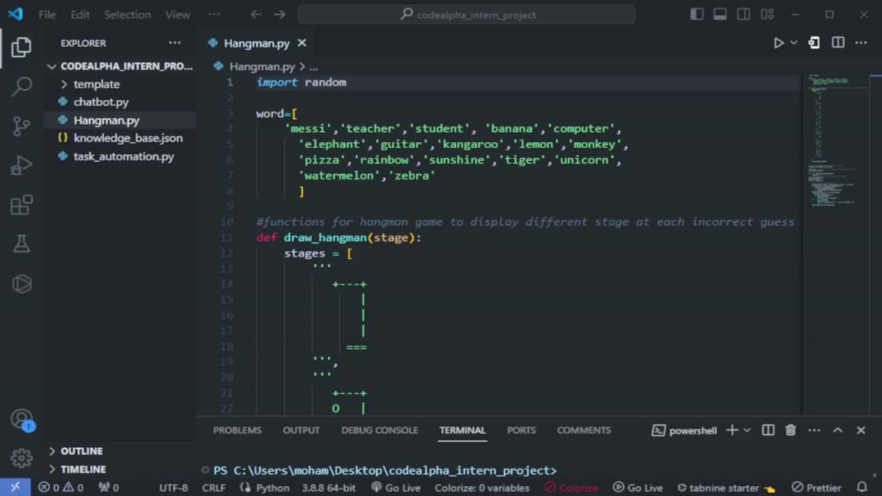 Mohammed Sisay on LinkedIn: Task 3: Develop Hangman game using python ... Mohammed Sisay on LinkedIn: Task 3: Develop Hangman game using python ...