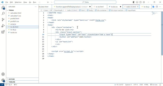 Trisha Dhara on LinkedIn: to-do list code by using html and css and js Trisha Dhara on LinkedIn: to-do list code by using html and css and js