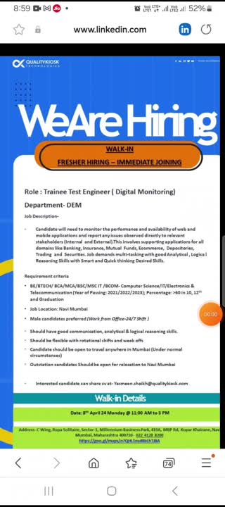 Sunshine Job Wala on LinkedIn: #mumbai #job Sunshine Job Wala on LinkedIn: #mumbai #job