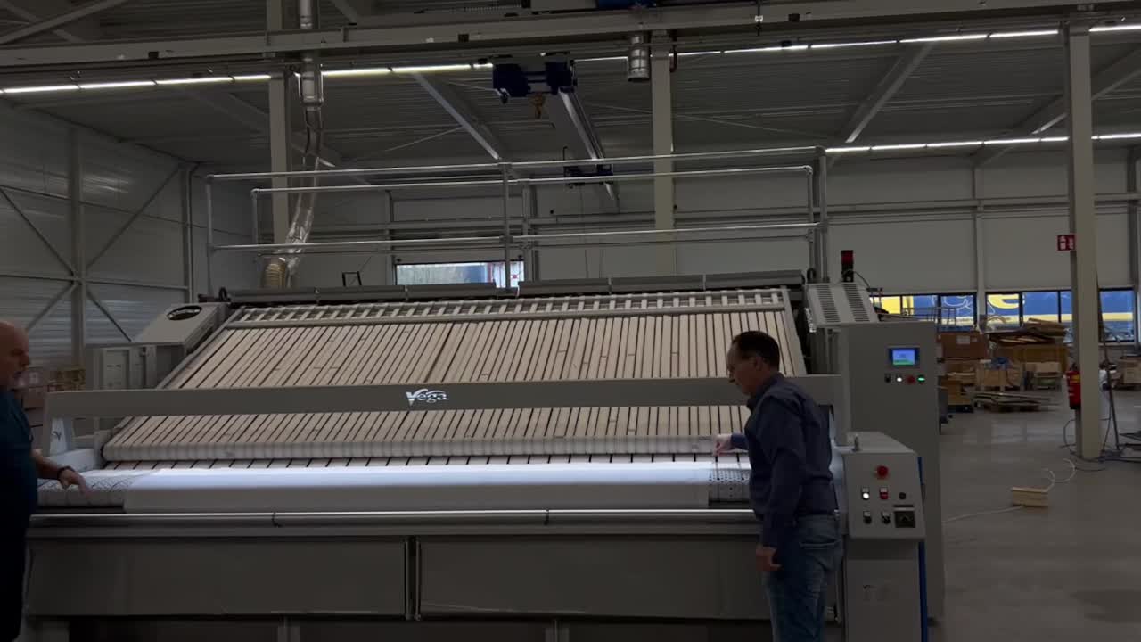 Testing the new ironing line for Kopuk Laundry Istanbul at Vega factory ... Testing the new ironing line for Kopuk Laundry Istanbul at Vega factory ...