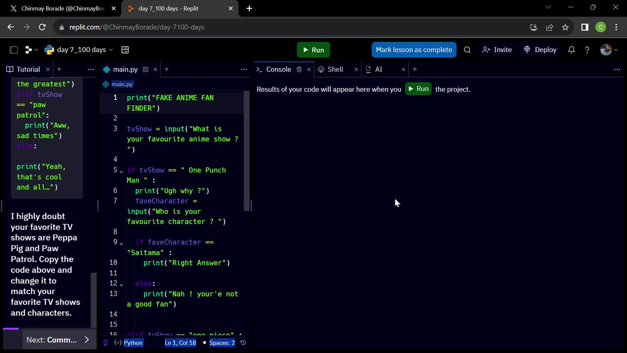 CHINMAY BORADE on LinkedIn: #replit100daysofcode #100daysofcode # ... CHINMAY BORADE on LinkedIn: #replit100daysofcode #100daysofcode # ...