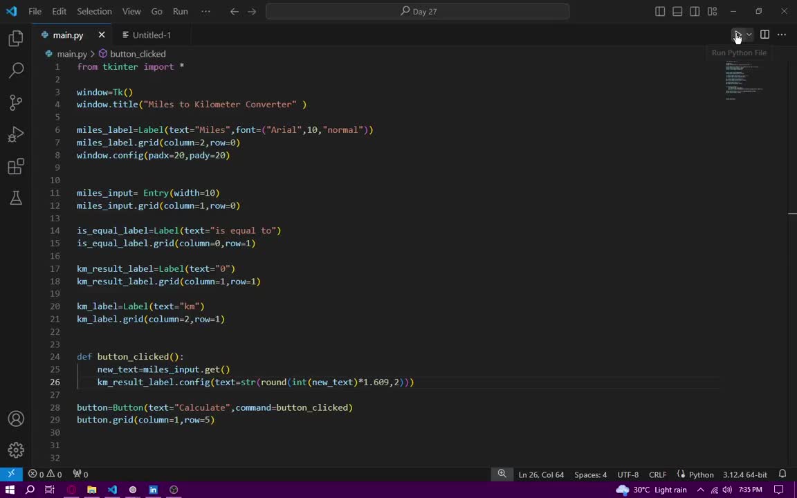 My Python project: Miles to Kilometers Converter | Muhammad Hassaan ... My Python project: Miles to Kilometers Converter | Muhammad Hassaan ...
