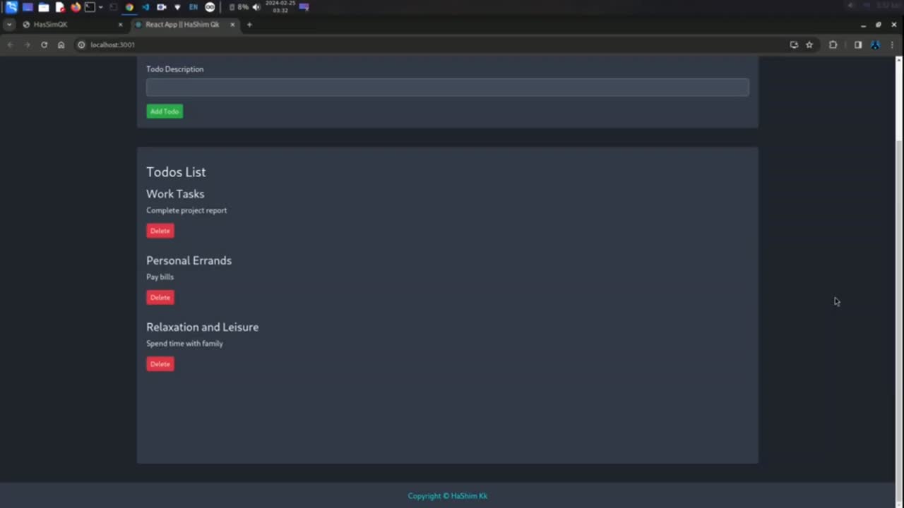 New project: Todo List with ReactJS | Hashim Khan posted on the topic ... New project: Todo List with ReactJS | Hashim Khan posted on the topic ...