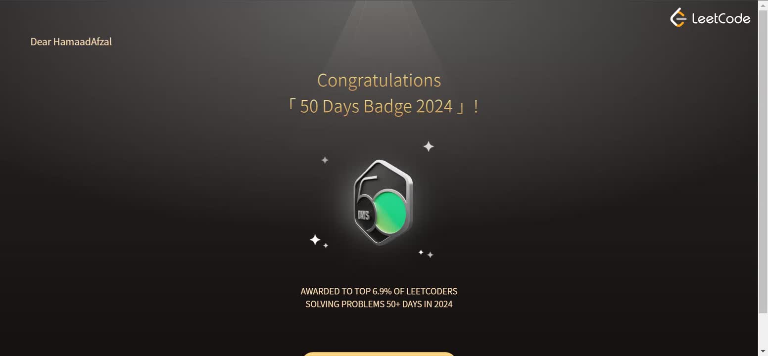 Hamaad Afzal on LinkedIn: #leetcode #achievement #continuouslearning # ... Hamaad Afzal on LinkedIn: #leetcode #achievement #continuouslearning # ...