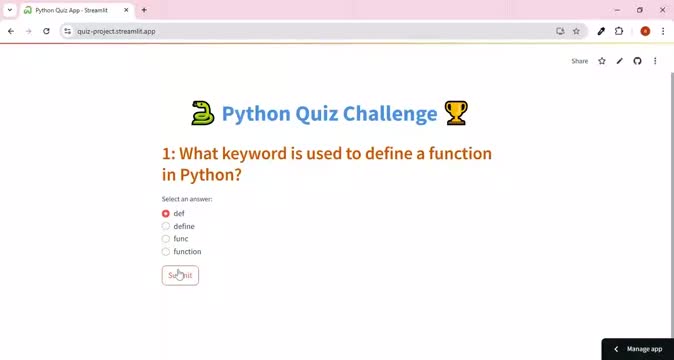 Asifa Khan on LinkedIn: #python #webapp #streamlit #quizapp #coding # ... Asifa Khan on LinkedIn: #python #webapp #streamlit #quizapp #coding # ...