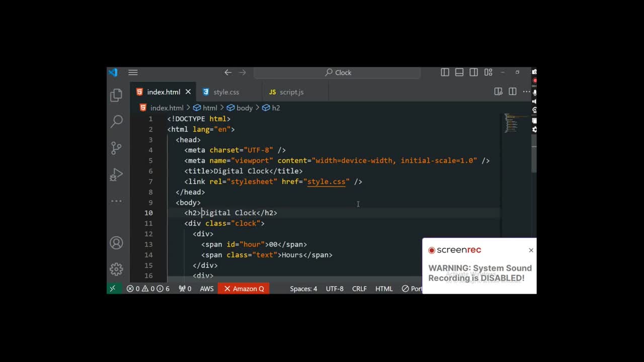 Built a digital clock using HTML, CSS, and JavaScript | Ameer Saria ... Built a digital clock using HTML, CSS, and JavaScript | Ameer Saria ...