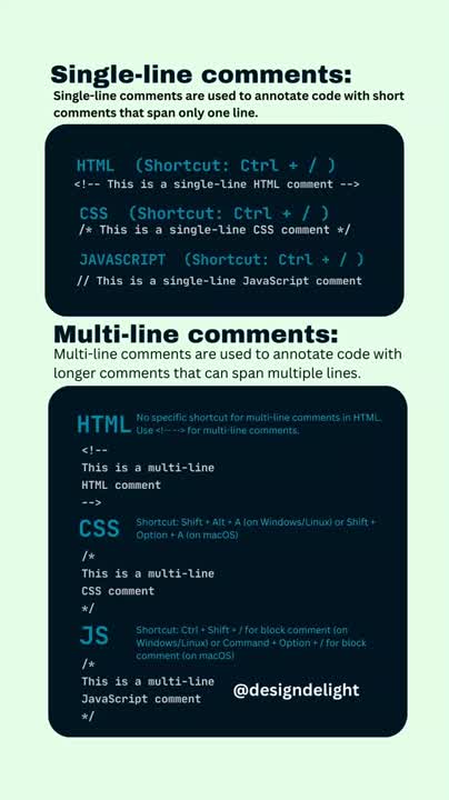 Comments in HTML CSS and JavaScript | Dua Khan Comments in HTML CSS and JavaScript | Dua Khan