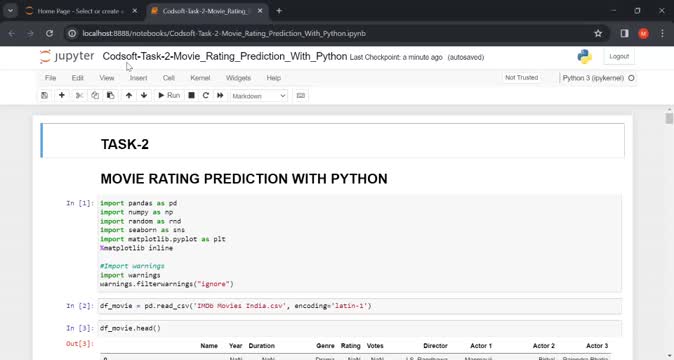 Completed Task 2 of Movie Rating Prediction by CodSoft | Muskan Yadav ... Completed Task 2 of Movie Rating Prediction by CodSoft | Muskan Yadav ...