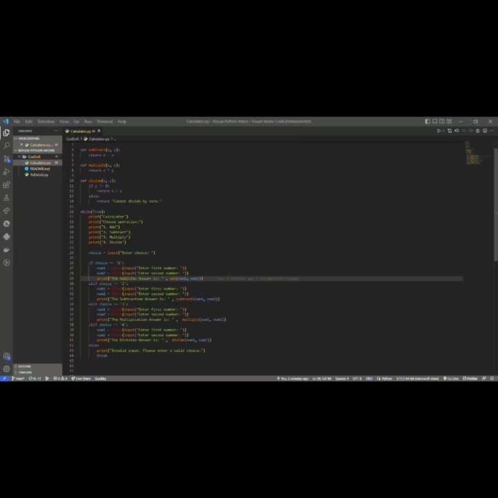 Rutuja Wayigankar on LinkedIn: #pythonprogramming #internship #codsoft Rutuja Wayigankar on LinkedIn: #pythonprogramming #internship #codsoft