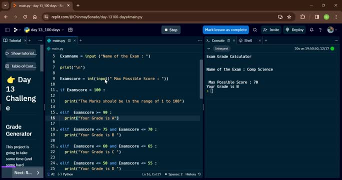 Built a grade calculator for Replit | CHINMAY BORADE posted on the ... Built a grade calculator for Replit | CHINMAY BORADE posted on the ...