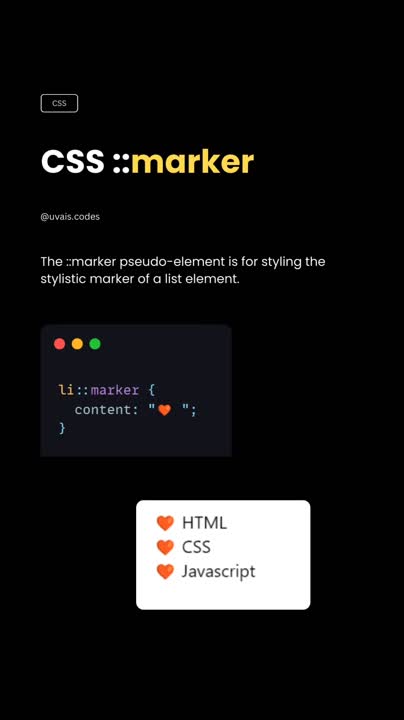 Kundan K. on LinkedIn: CSS::marker pseudo element 🔥 Do Like 👍 & Repost ... Kundan K. on LinkedIn: CSS::marker pseudo element 🔥 Do Like 👍 & Repost ...