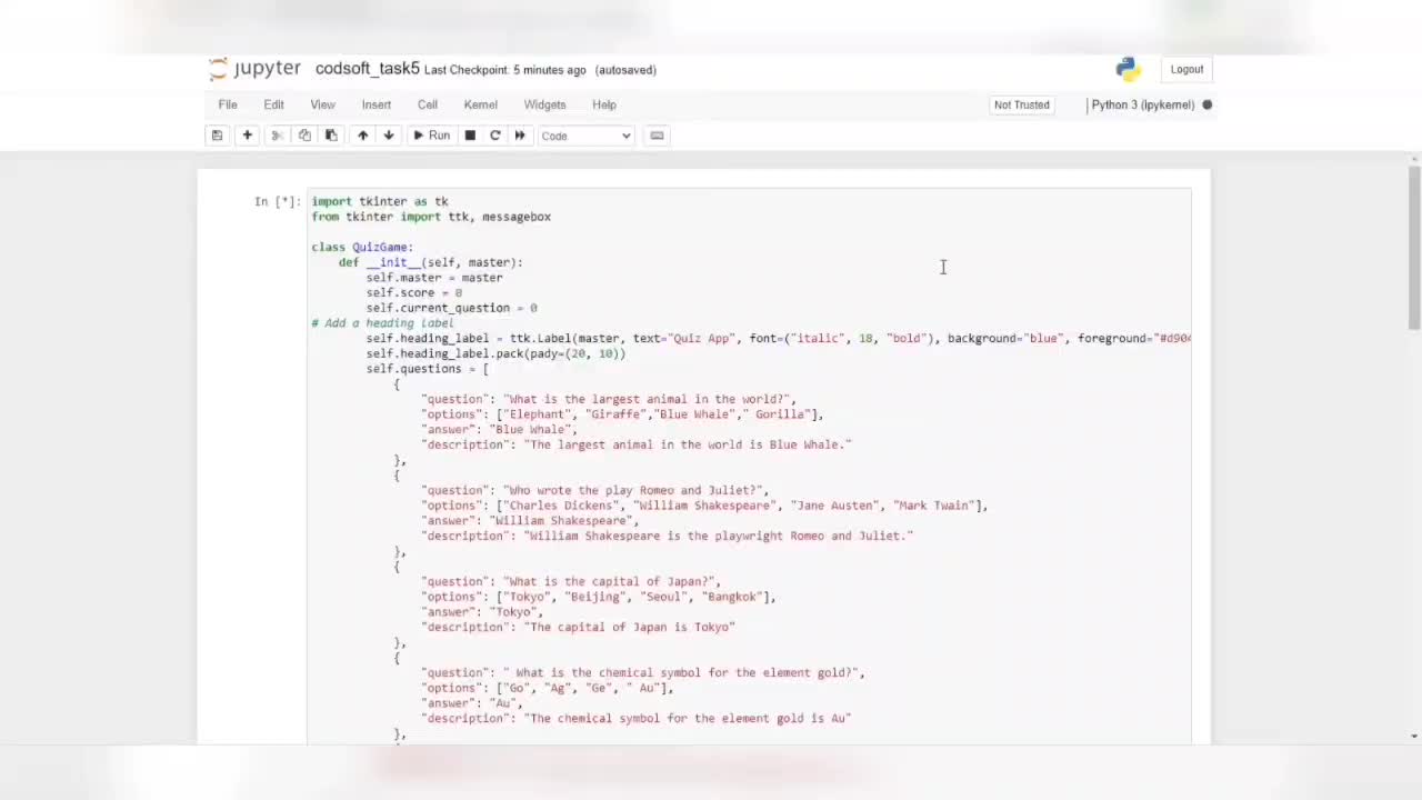 Yasmin Khatun on LinkedIn: #quizgame #python #codsoft #gulprogramming # ... Yasmin Khatun on LinkedIn: #quizgame #python #codsoft #gulprogramming # ...