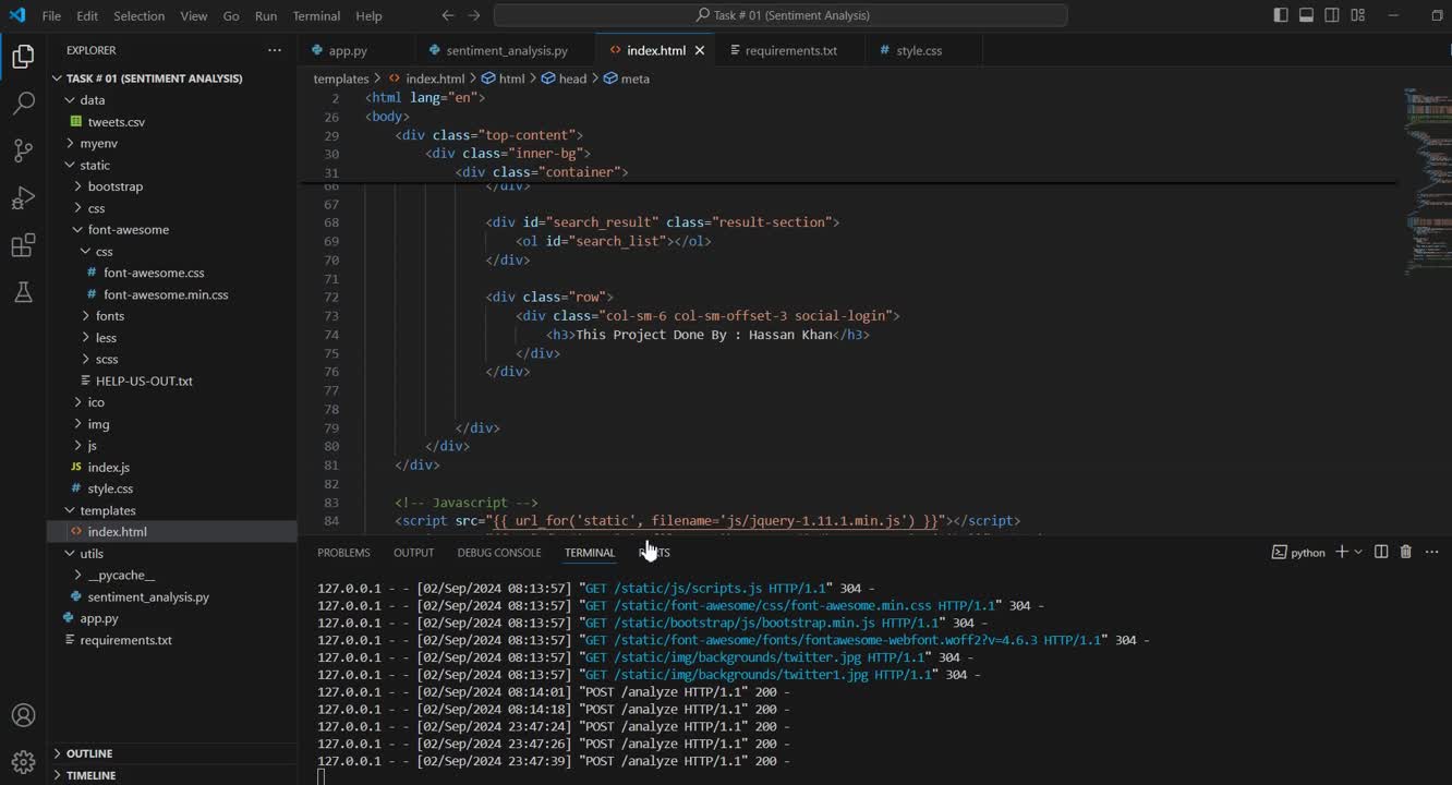 Hassan Khan on LinkedIn: #ai #python #flask #nlp #sentimentanalysis # ... Hassan Khan on LinkedIn: #ai #python #flask #nlp #sentimentanalysis # ...