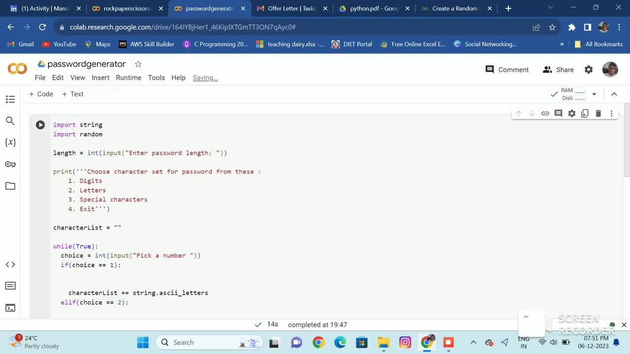 #pythonprogramming #codsoft #passwordgenerator #task3 | Ghanta Rohith #pythonprogramming #codsoft #passwordgenerator #task3 | Ghanta Rohith
