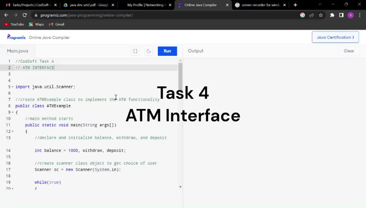 Shravani Gandhi on LinkedIn: #codsoft #java #atminterfaceprogram # ... Shravani Gandhi on LinkedIn: #codsoft #java #atminterfaceprogram # ...