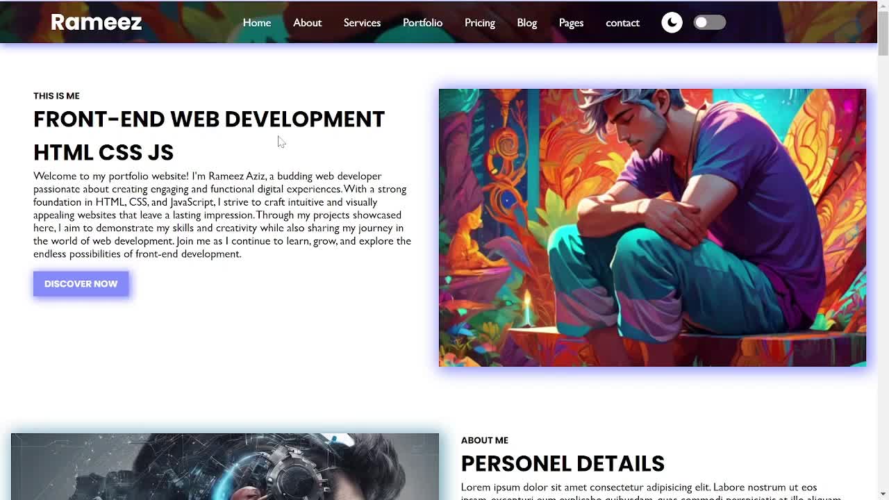 #portfolioproject #html #css #javascript #milestone | Rameez Aziz #portfolioproject #html #css #javascript #milestone | Rameez Aziz