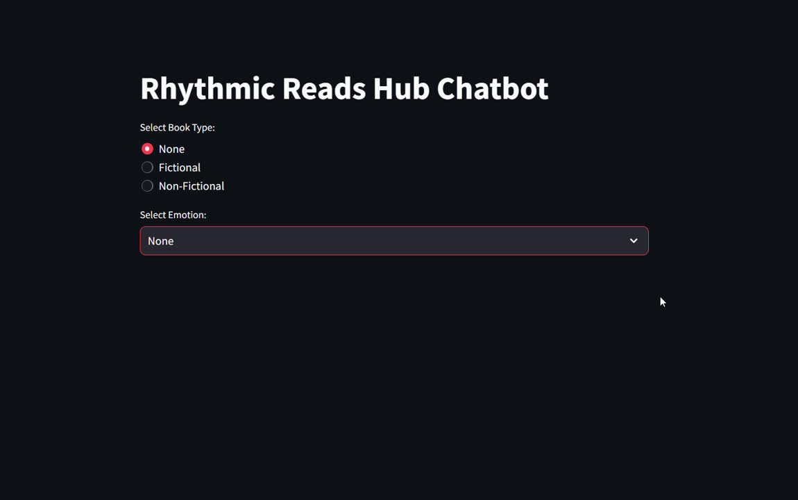 Rhythmic Reads Hub Chatbot: Recommend books based on user emotions ... Rhythmic Reads Hub Chatbot: Recommend books based on user emotions ...