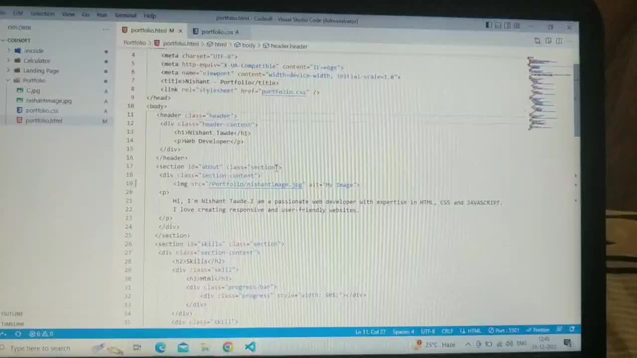My HTML and CSS portfolio for CodSoft challenge | Nishant Tawde posted ... My HTML and CSS portfolio for CodSoft challenge | Nishant Tawde posted ...