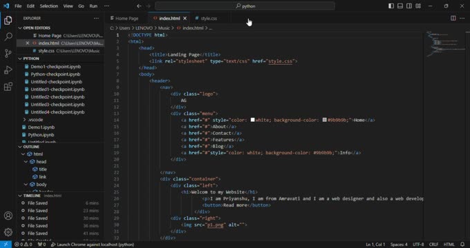 Priyanshu Waghmare on LinkedIn: Landing page using HTML & CSS OctaNet ... Priyanshu Waghmare on LinkedIn: Landing page using HTML & CSS OctaNet ...