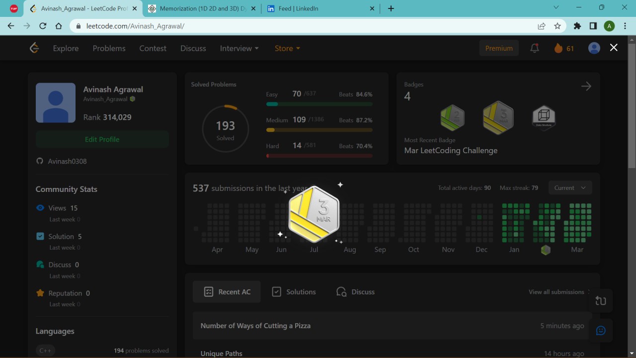 Avinash Agrawal on LinkedIn: #leetcode #leetcode2023 #done #achievement ... Avinash Agrawal on LinkedIn: #leetcode #leetcode2023 #done #achievement ...