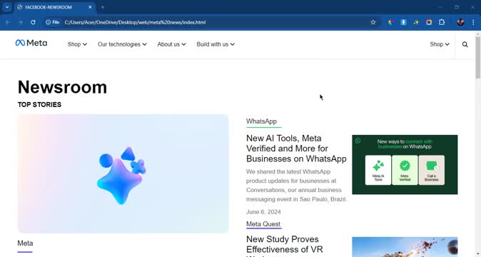 Created a new Meta Newsroom website using HTML and CSS | Sneha Soni ... Created a new Meta Newsroom website using HTML and CSS | Sneha Soni ...