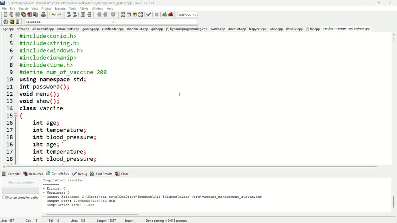 Completed c++ project for vaccine management | Vanumu Saiteja posted on ... Completed c++ project for vaccine management | Vanumu Saiteja posted on ...