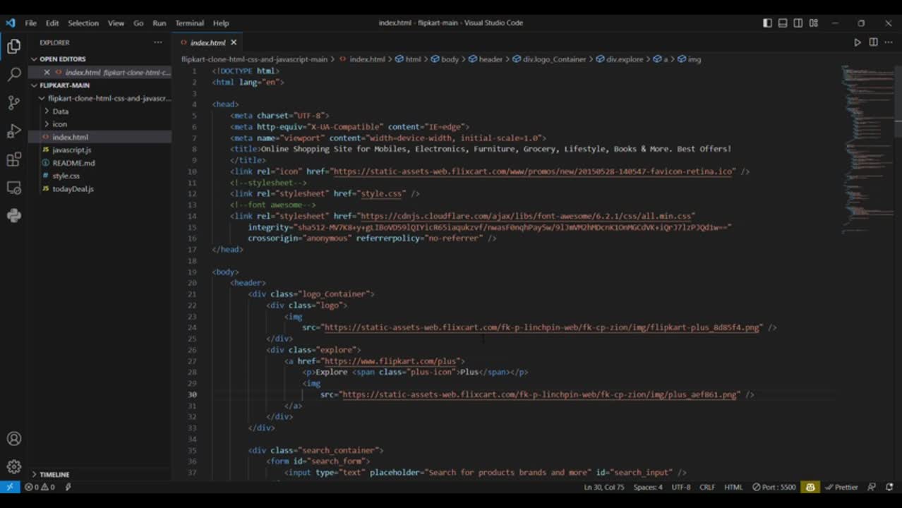 Hello everyone. I just developed the Flipkart clone using HTML5, CSS ... Hello everyone. I just developed the Flipkart clone using HTML5, CSS ...