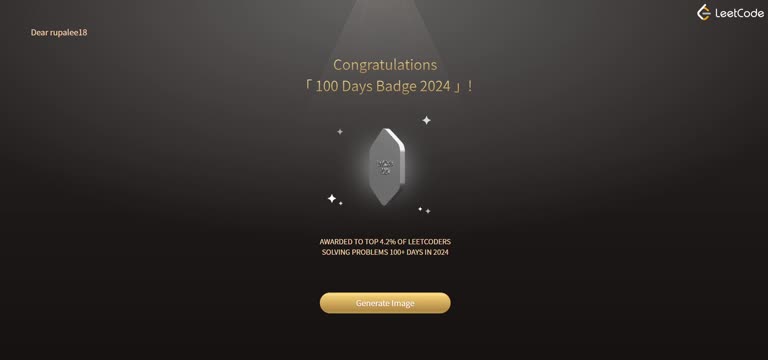 Finished 100-day LeetCode batch! | Rupalee Usrethe posted on the topic ... Finished 100-day LeetCode batch! | Rupalee Usrethe posted on the topic ...