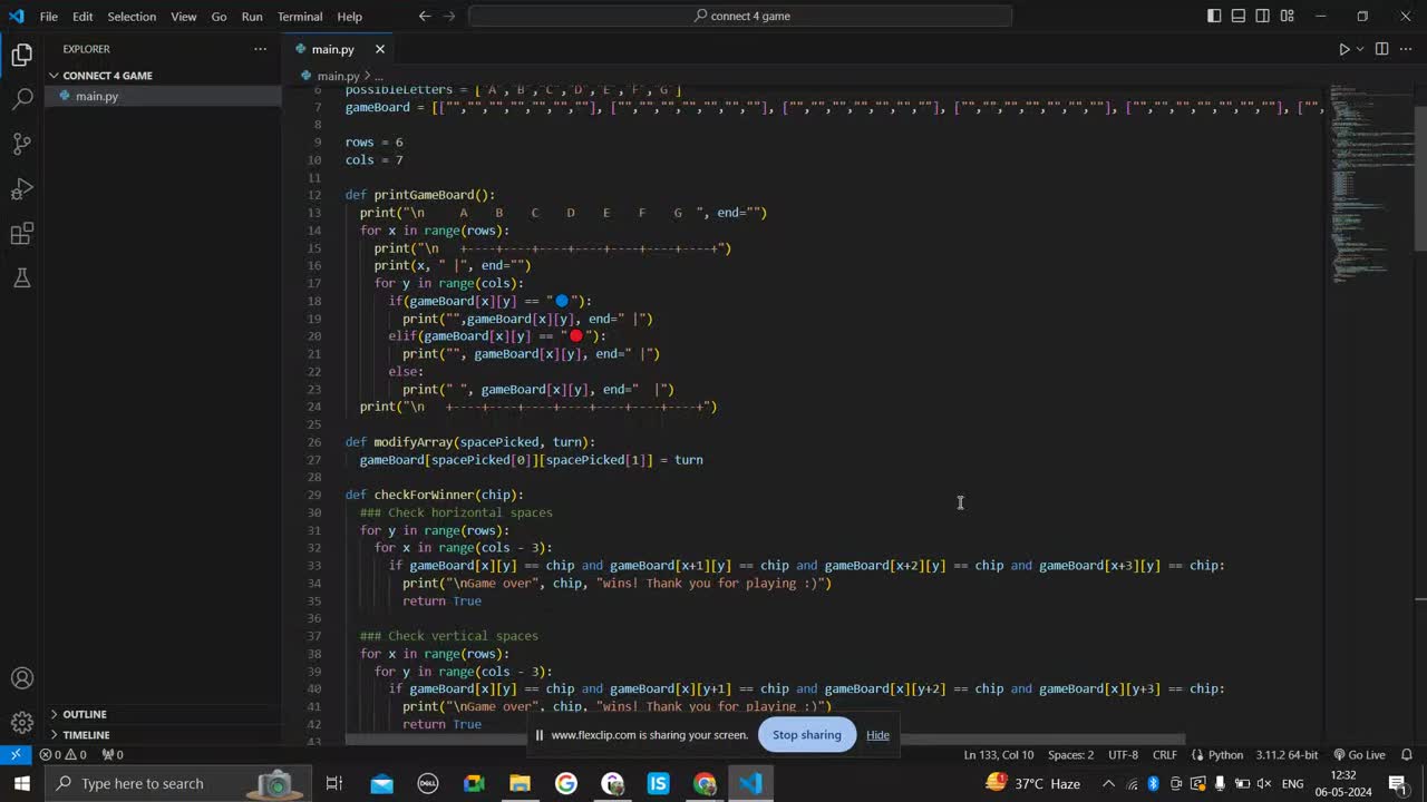 #pythoninternship #codingfun #connect4 #internpe | Survi Mukherjee #pythoninternship #codingfun #connect4 #internpe | Survi Mukherjee