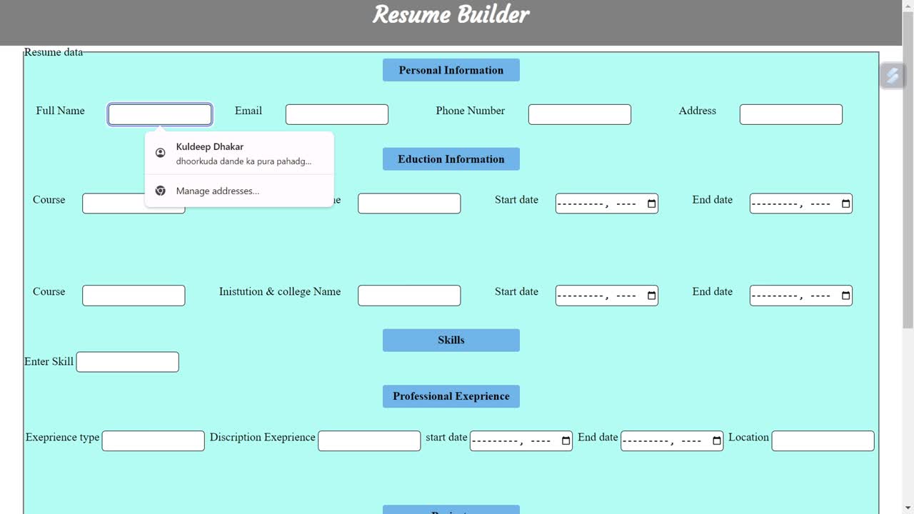 Created a resume builder website with HTML5 | Kuldeep Dhakar posted on ... Created a resume builder website with HTML5 | Kuldeep Dhakar posted on ...