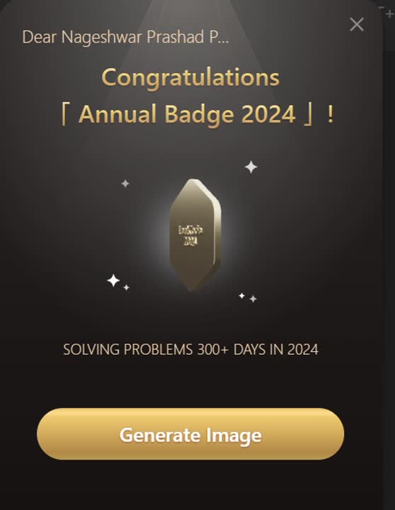 Nageshwar Prashad Patel on LinkedIn: #annualbadge2024 #leetcode # ... Nageshwar Prashad Patel on LinkedIn: #annualbadge2024 #leetcode # ...
