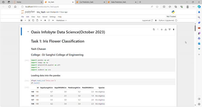 Completed three data science projects at Oasis Infobyte | Yash Chavan ... Completed three data science projects at Oasis Infobyte | Yash Chavan ...
