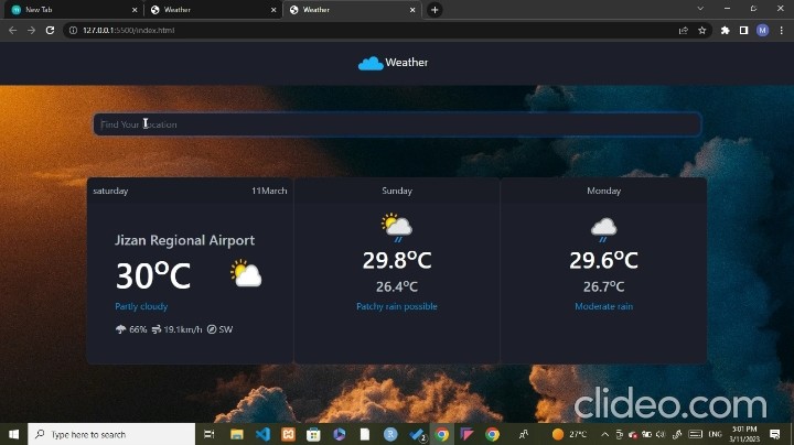 First connection with ApI Weather App : using Html , CSS, Javascript ... First connection with ApI Weather App : using Html , CSS, Javascript ...