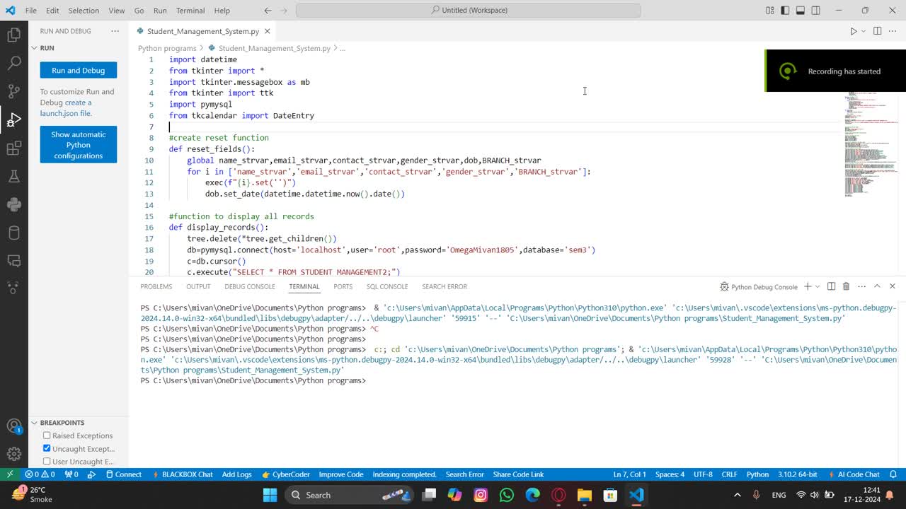 Mivan Mehta on LinkedIn: #pythondevelopment #tkinter #mysql # ... Mivan Mehta on LinkedIn: #pythondevelopment #tkinter #mysql # ...