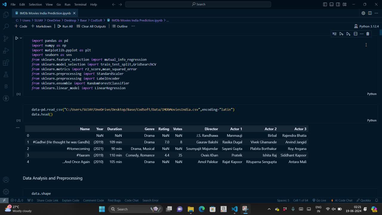 Sujay Mayekar on LinkedIn: #codsoft #internship #python #datascience Sujay Mayekar on LinkedIn: #codsoft #internship #python #datascience