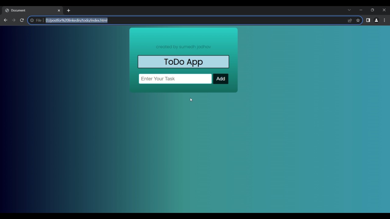 Sumedh Jadhav on LinkedIn: #todoapp #javascript #css #html5 #developer ... Sumedh Jadhav on LinkedIn: #todoapp #javascript #css #html5 #developer ...