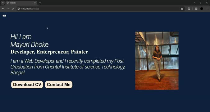 Mayuri Dhoke on LinkedIn: TASK 3: Portfolio Website Action: I used HTML ... Mayuri Dhoke on LinkedIn: TASK 3: Portfolio Website Action: I used HTML ...