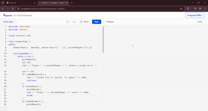 Dev Yadav on LinkedIn: This C++ code implements a basic Connect Four ... Dev Yadav on LinkedIn: This C++ code implements a basic Connect Four ...