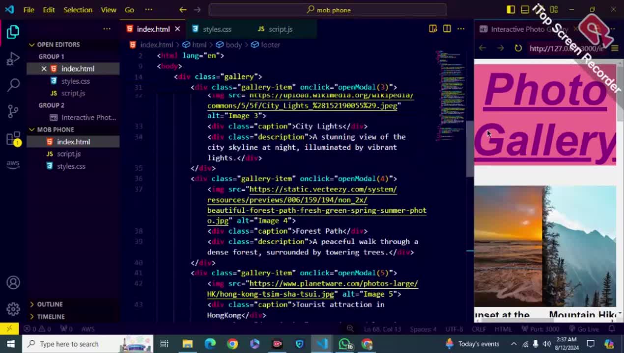 Created a photo gallery using HTML, CSS, and JavaScript | Iqra Naz ... Created a photo gallery using HTML, CSS, and JavaScript | Iqra Naz ...