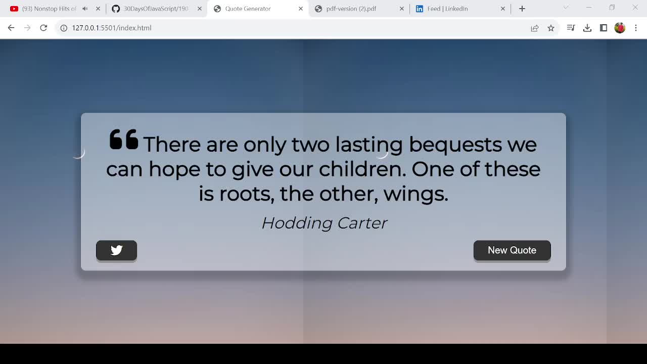 Abhishek Taur on LinkedIn: #quotegenerator #html #css #javascript #reactjs Abhishek Taur on LinkedIn: #quotegenerator #html #css #javascript #reactjs